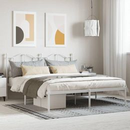 Bettgestell,Schlafzimmerbett mit Kopfteil Metall Weiß 160x200 cm vidaXL