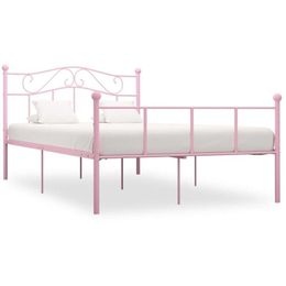 Bettgestell,Schlafzimmerbett Rosa Metall 140×200 cm vidaXL