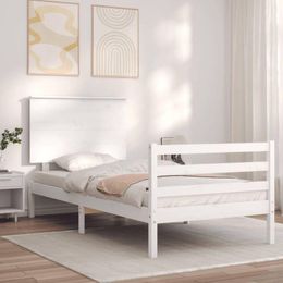 Massivholzbett,Schlafzimmerbett mit Kopfteil Weiß 90x200 cm vidaXL
