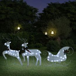 Bonnevie - Rentier mit Schlitten Weihnachtsdekoration 60 LEDs Outdoor Weiß vidaXL30542