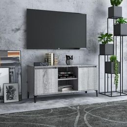 Bonnevie - TV-Schrank,TV-Möbel mit Metallbeinen Grau Sonoma 103,5x35x50 cm vidaXL