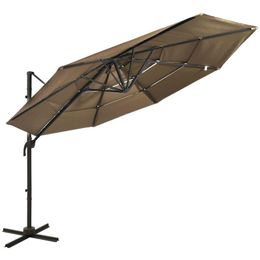 Sonnenschirm,Gartenschirm mit Aluminium-Mast 4-lagig Taupe 3x3 m vidaXL