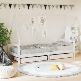 Kinderbett,Einzelbette mit Schubladen Weiß 90x190 cm Massivholz Kiefer vidaXL