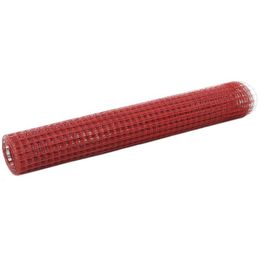 Drahtzaun Stahl,Maschendrahtzaun mit PVC-Beschichtung 25x1 m Rot vidaXL