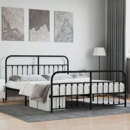 Bettgestell,Schlafzimmerbett mit Kopf- und Fußteil Metall Schwarz 180x200 cm vidaXL
