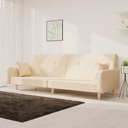 Bonnevie - Schlafsofa 2-Sitzer mit 2 Kissen Creme Stoff vidaXL988091