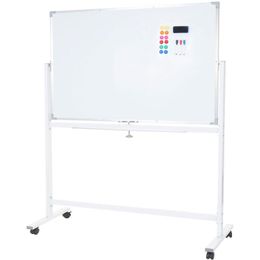 Neuwertig] Whiteboard HHG 835, Magnettafel Memoboard Pinnwand, mobil rollbar inkl. Zubehör 120x90cm - white