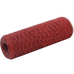 Drahtzaun Stahl,Maschendrahtzaun mit PVC-Beschichtung 25x0,5 m Rot vidaXL