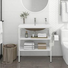 Bonnevie - Badezimmer-Waschtischgestell mit Waschbecken,Handwaschbecken Weiß Eisen vidaXL