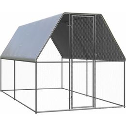 Outdoor-Hühnerkäfig 2x4x2 m Verzinkter Stahl Vidaxl Silber