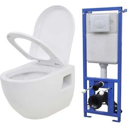 Vidaxl - Hänge-Toilette mit Einbau-Spülkasten Keramik Weiß Weiß