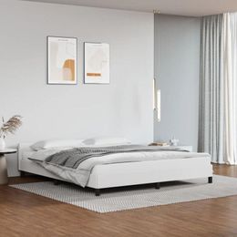 Bettgestell,Schlafzimmerbett mit Kopfteil Weiß 160x200 cm Kunstleder vidaXL