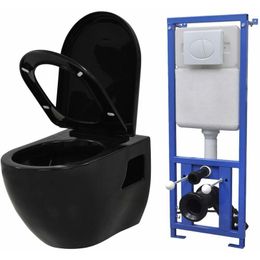 Vidaxl - Hänge-Toilette mit Einbau-Spülkasten Keramik Schwarz Schwarz