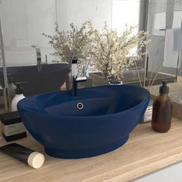 Luxus-Waschbecken,Handwaschbecken Überlauf Matt Dunkelblau 58,5x39cm Keramik vidaXL