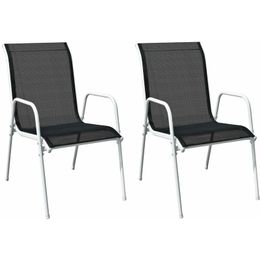 Stapelbare Gartenstühle 2 Stk. Gartensessel Stahl und Textilene Schwarz vidaXL