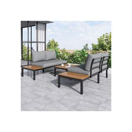 Odikalo Gartenlounge-Set Lounge Set Stahlrahmen 2-Sitzer-Sofa Beistelltisch Tisch Beige/Grau