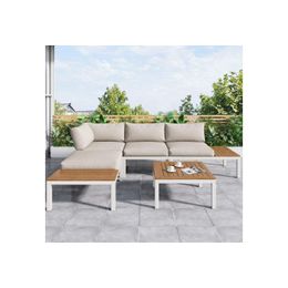 Odikalo Gartenlounge-Set Lounge Set Stahlrahmen 2-Sitzer-Sofa Beistelltisch Tisch Beige/Grau