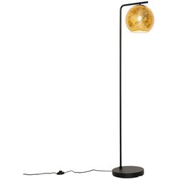 Qazqa - Design-Stehleuchte schwarz mit goldenem Glas - Bert - Gold/Messing