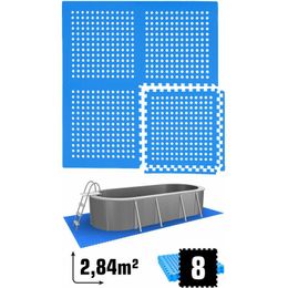 Eyepower 2,8 m² Poolunterlage - 8 eva Matten 62x62 - Unterlegmatten Set - Pool Unterlage - blau
