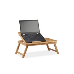 Relaxdays Laptop Tablett Höhenverstellbarer Laptoptisch Bambus