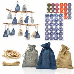 DuneDesign - diy Adventskalender zum Befüllen - 24 Geschenk Säckchen - Komplettes Bastelset - blau