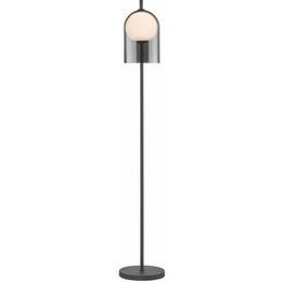 Stehleuchte schwarz Standlampe Glas Stehlampe Wohnzimmer, Metall, rauchfarben, 1x E27, LxH 26 x 157 cm Wofi 11301