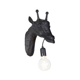 Qazqa Vintage Wandlampe schwarz - Giraffe - Schwarz
