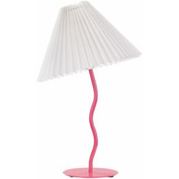 Beliani Tischlampe Fuchsia mit Metallfuß 48 cm Plisseeschirm Stoffschirm Kegelform Langes Kabel mit Schalter Modern Schlaf- u. Wohnzimmer Beleuchtung - Rosa