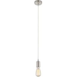 etc-shop Pendelleuchte nickel matt Hängeleuchte Kabel weiß Hängelampe pendelnd, Aufhängung, 1x E27 60W, h 140 cm