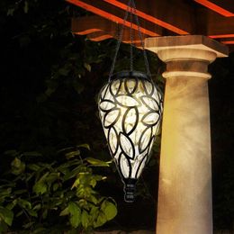 etc-shop - Solarlampe Gartendeko Hängeleuchte Außenlampe hängend led Solarleuchte, im Tropfen Design, Metall schwarz, Kunststoff klar, 16x led, DxH