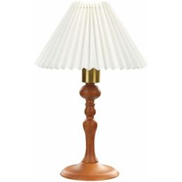 Beliani - Tischlampe Dunkelbraun Eichenholz 39 cm Stoffschirm Kegelform Weiß Langes Kabel mit Schalter Retro-Stil Rustikal Beleuchtung Leuchte - Weiß