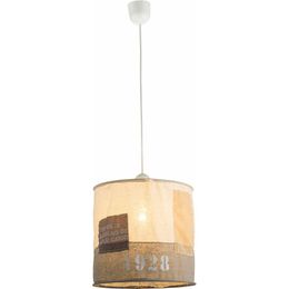 etc-shop - Design Decken Pendel Lampe Wohn Ess Zimmer Beleuchtung Textil Hänge Leuchte grau beige