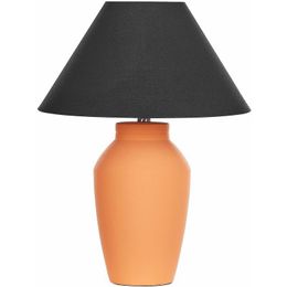 Beliani Tischlampe Orange Keramiksockel Leinenschirm 52 cm Textiltrommel Schwarz Nachttisch Wohnzimmer Schlafzimmer Beleuchtung Traditionell - Orange