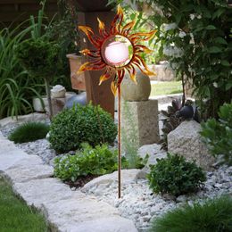 etc-shop - 2er Set led Solar Steck Lampen Sonne Mond Design Garten Weg Leuchten rost Außen Beleuchtung