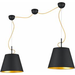 etc-shop Pendel Decken Leuchte dimmbar schwarz-gold Design Hänge Lampe Fernbedienung im Set inkl. rgb led Leuchtmittel
