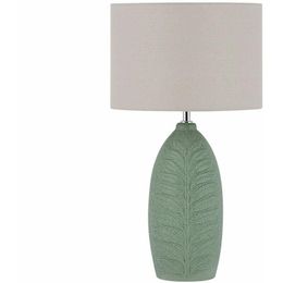Beliani Tischlampe Grün Keramik 59 cm mit Blättermotiv langes Kabel mit Schalter Wohnzimmer Glamour - Grau