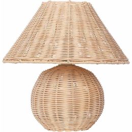 Beliani Tischlampe Naturfarben Rattan Kugelfuß 31 cm Rattanschirm Kegelform Empireform Langes Kabel mit Schalter Modern Boho Schlaf- u. Wohnzimmer - Natürlich