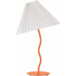 Beliani Tischlampe Orange mit Metallfuß 48 cm Plisseeschirm Stoffschirm Kegelform Langes Kabel mit Schalter Modern Schlaf- u. Wohnzimmer Beleuchtung - Weiß