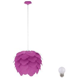 etc-shop Pendel Leuchte Blüte Beleuchtung Decken Licht Hänge Lampe Purple im Set inklusive led Leuchtmittel