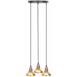 Beliani Hängeleuchte Messing und Schwarz Metall 3-Flammig mit Schirm Glockenform Langem Kabel Modern Industrie Design für Esstisch Wohnzimmer Wohnküche