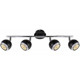 etc-shop Deckenlampe Deckenleuchte Spotlampe Spotleiste Wohnzimmerlampe Deckenstrahler, 4 Flammig Spots beweglich, Metall Chrom schwarz, 4x GU10 led 3W 1000Lm