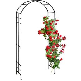 Rosenbogen Metall, Torbogen Garten, HxBxT: 224 x 110 x 41 cm, stabiler Rankbogen für Kletterpflanzen, schwarz - Relaxdays