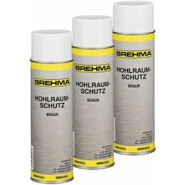 Brehma - 3x Hohlraumschutz Hohlraumversiegelung Hohlraumkonservierung Spray 500ml Wachs braun