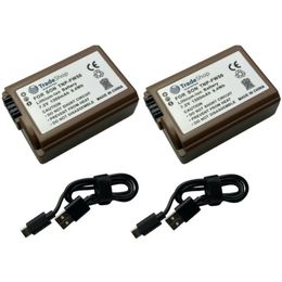 TRADESHOP Trade-shop - 2x Li-Ion Kamera-Akku 7,2V / 1300mAh inkl. Typ-C Ladekabel für Sony Alpha SLT-A35K SLT-A35Y SLT-A55VL SLT-A55VY SLT-A65 SLT-A65V SLT-A33