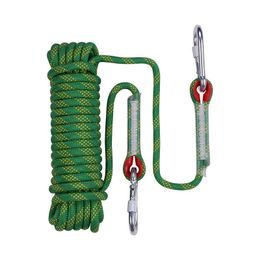 Outdoor-Kletter-Sicherheitsseil, Reißfestes Bergsteiger-Rettungsseil, 12 mm Durchmesser Seil zum Wandern (Grün 20m) - (Grün 20m) - Rhafayre