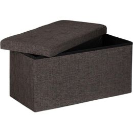 Faltbare Sitzbank xl, mit Stauraum, Sitzcube mit Fußablage, Sitzwürfel als Aufbewahrungsbox, 38x76x38cm, braun - Relaxdays