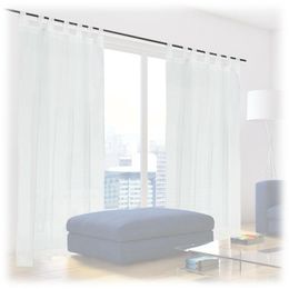 Gardinen 2er Set, HxB: 225x140 cm, halbtransparente Vorhänge, Wohn- & Schlafzimmer, Schlaufengardinen, weiß - Relaxdays