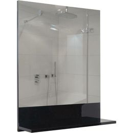 Neuwertig] Wandspiegel mit Ablage HHG 616, Badspiegel Badezimmer, hochglanz 75x60cm schwarz - black