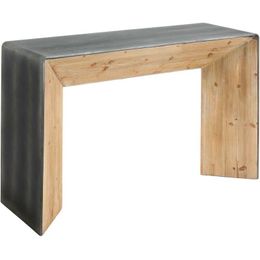 Konsolentisch HHG 610, Telefontisch Beistelltisch Tisch, Industrial Massiv-Holz mvg, 80x120x40cm natur mit Metall-Optik - multicolour