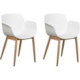 Beliani Esszimmerstühle 2er Set Weiß / Heller Holzfarbton aus Kunststoff Modernes Design für Esszimmer Essbereich Küche - Weiß